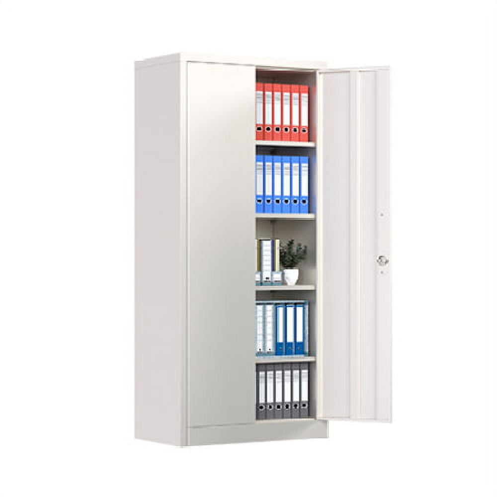 71"Metal Garage Storage Cabinet with 2 Doors and 4 Adjustable Shelves ...