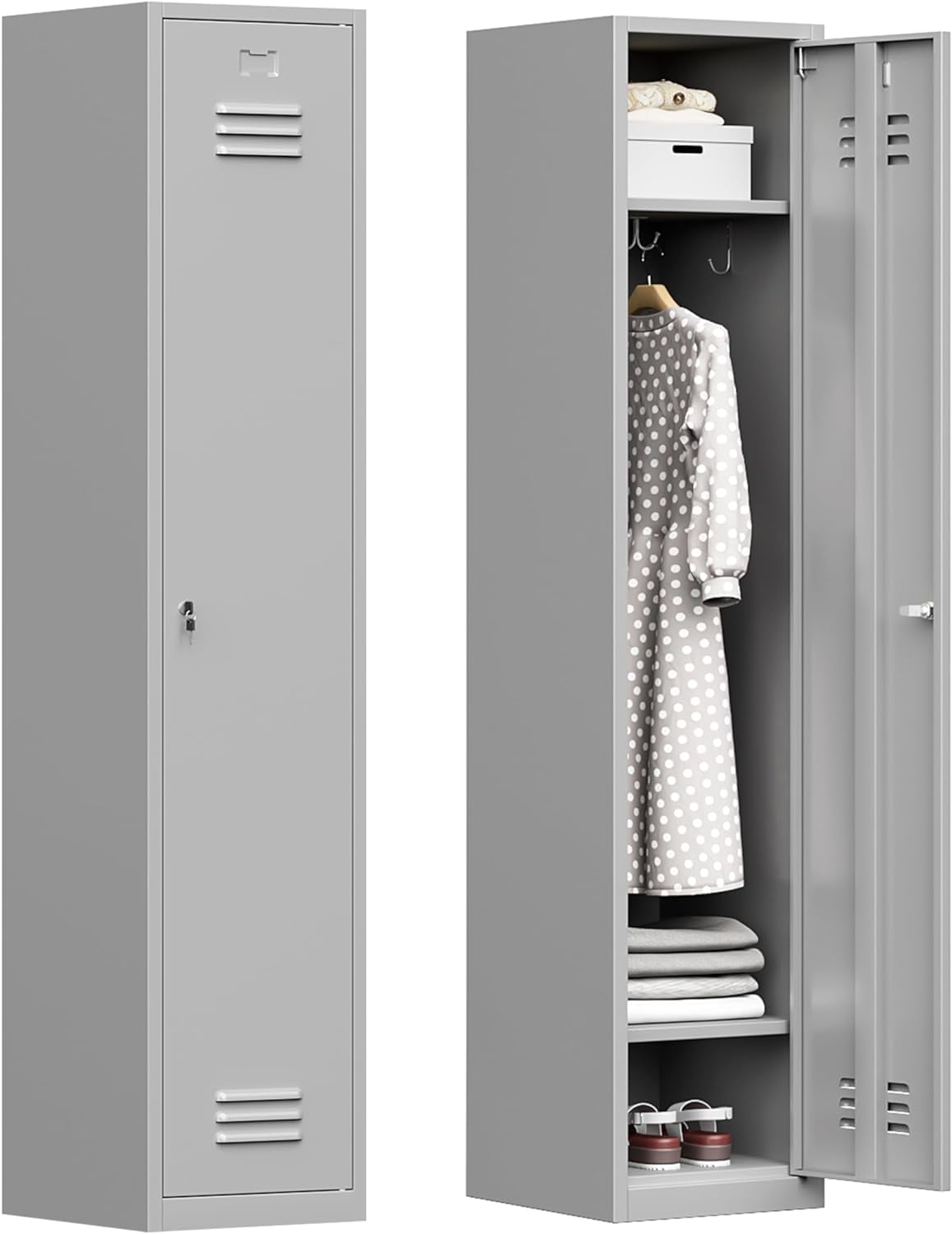 71" Metal Locker, Metal Lockers for Employees, Locker Storage Cabinet ...