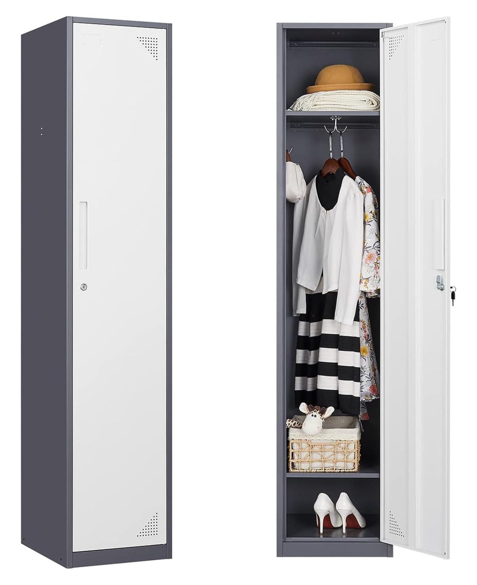 71“ Metal Locker Steel Storage Cabinet with Door for Office School Gym ...