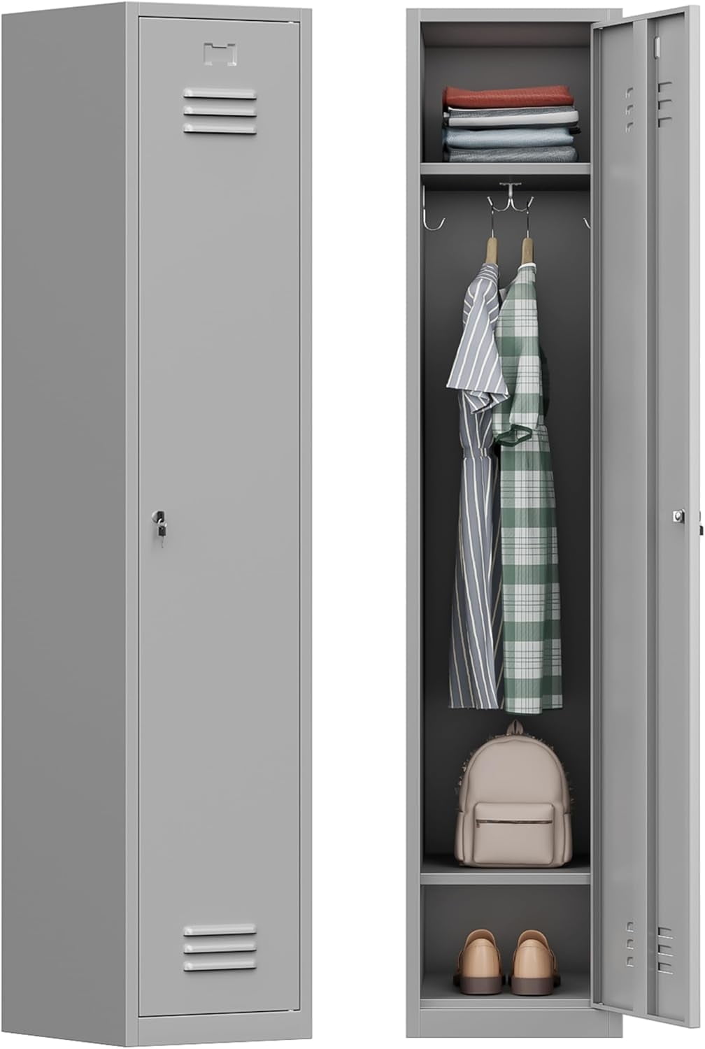 71" Metal Locker with Keys for Home,Gym,3 Tier Steel Office Storage ...