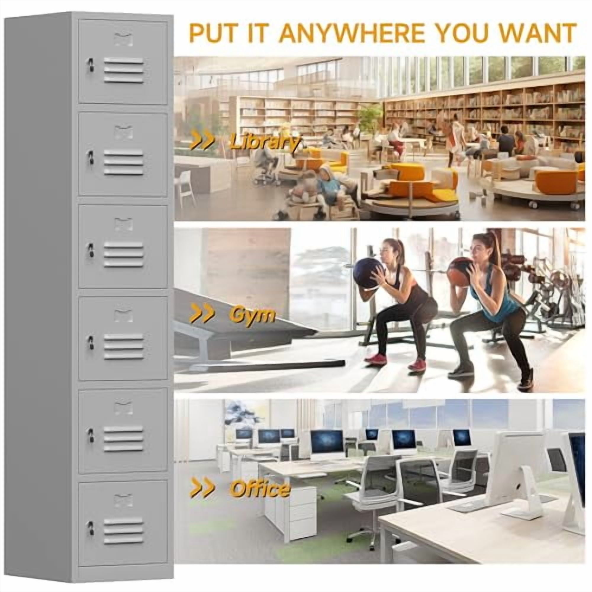 71'' Metal Locker with Keys for School,Gym,Steel Office Storage Locker ...