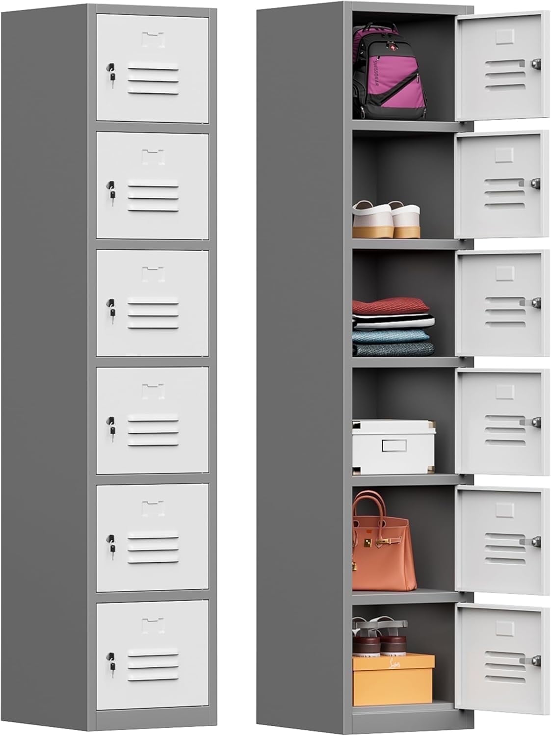 71" Metal Storage Cabinet with 6 Doors,Metal Lockers for Employees ...