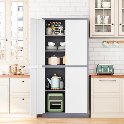 71” Metal Storage Cabinet-Lockable File Cabinet Garage Tool Cabinet ...