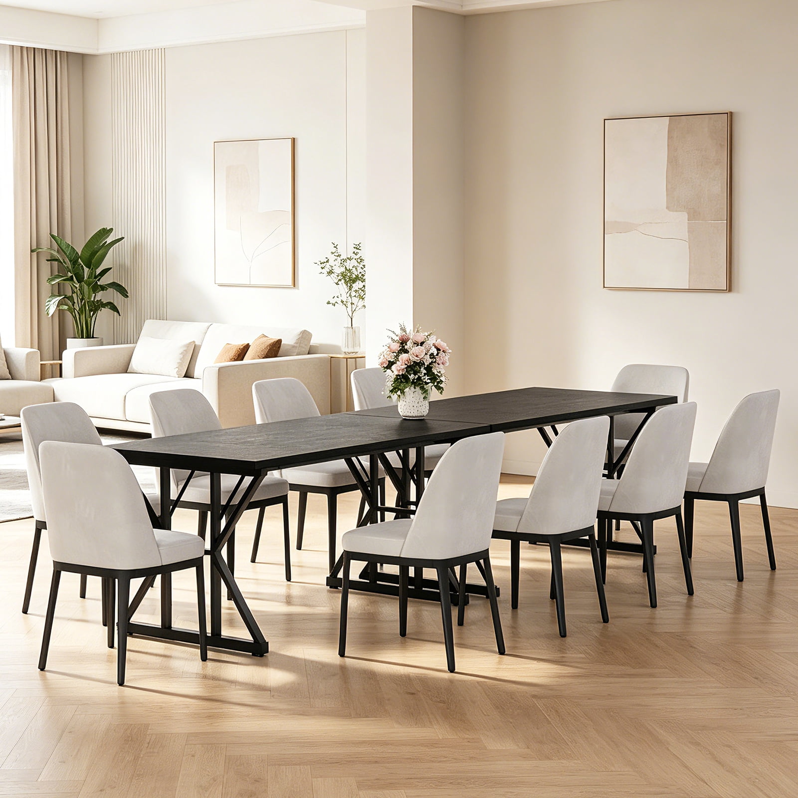 71" Modern Farmhouse Dining Table for4-6 People,Rectangular Wood Dining ...