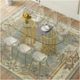 71" Oval Tempered Glass Dining Table Set with 8 Transparent Chairs ...