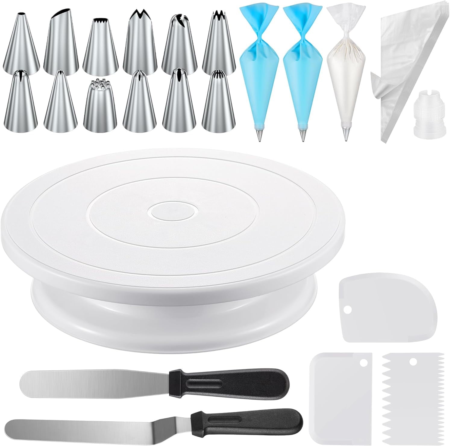 71 PCs Cake Decorating Supplies Kit with Cake Turntable, 12 Numbered ...