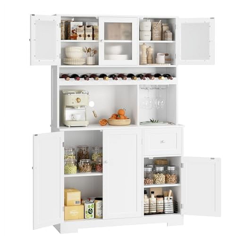 71" Pantry Cabinet, Kitchen Hutch Cabinet with Microwave Stand, Buffet ...