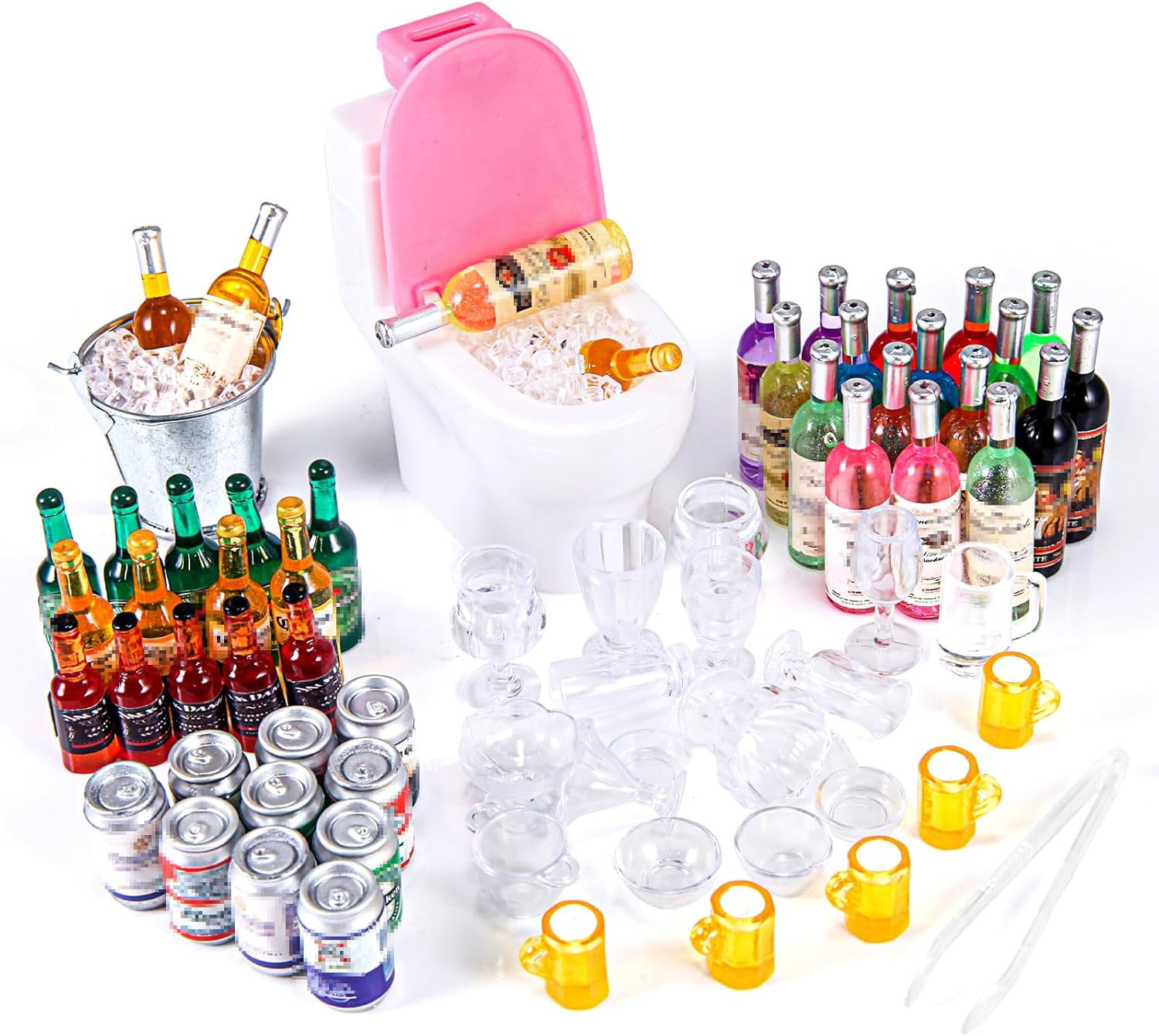 71 Pcs Miniature Ice Cubes Beer Bottles and Mini Drink Soda Pop Cans ...