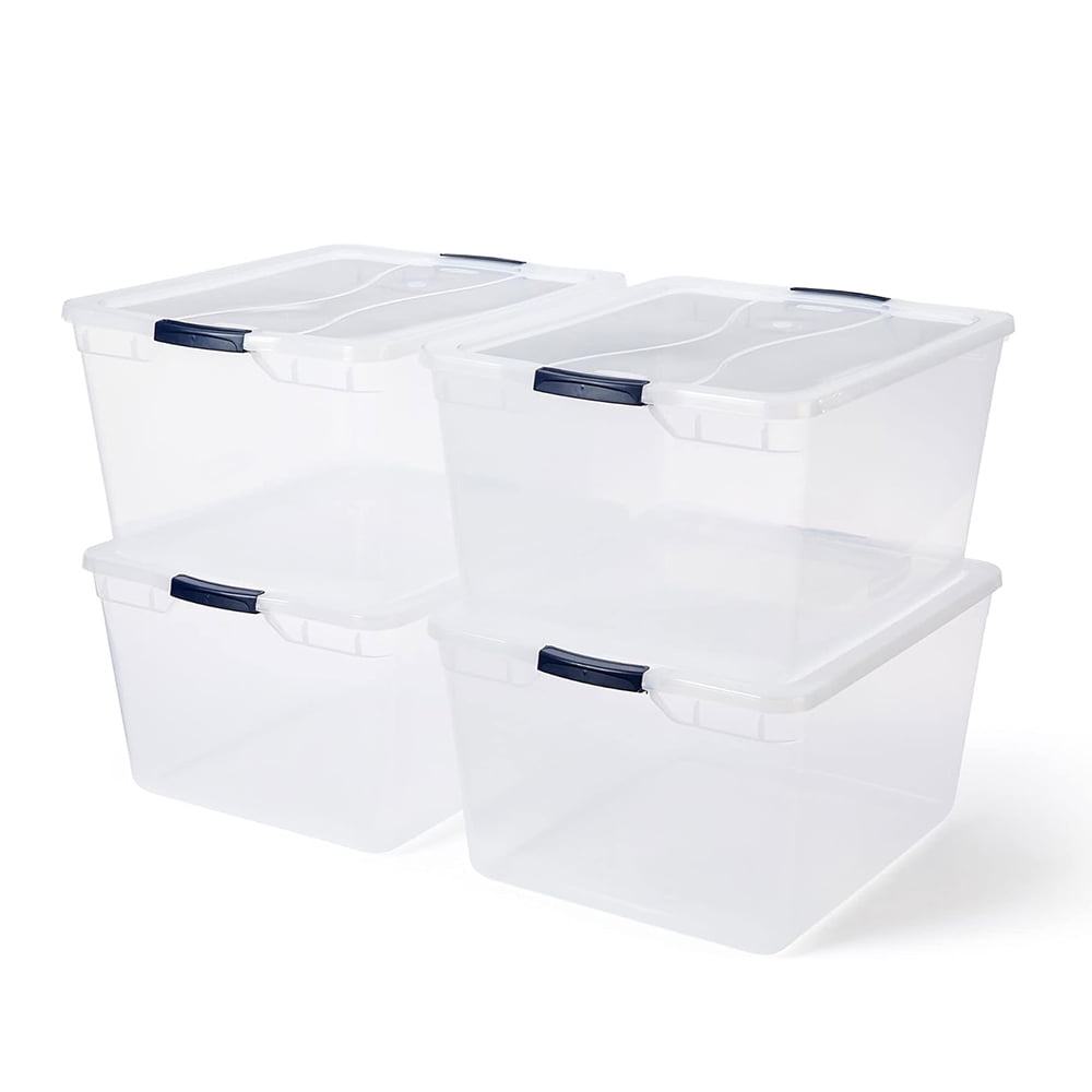71 Qt Stackable Clear Storage Bins with Durable Latching Lids, 4-Pack ...