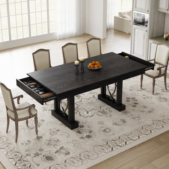 71" Rectangular Dining Table for 6-8 – Wooden with Dual Large Storage ...