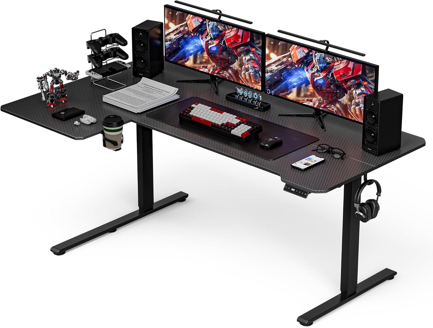 71" Reversiable L-Shaped Electric Standing Desk Adjustable Height ...