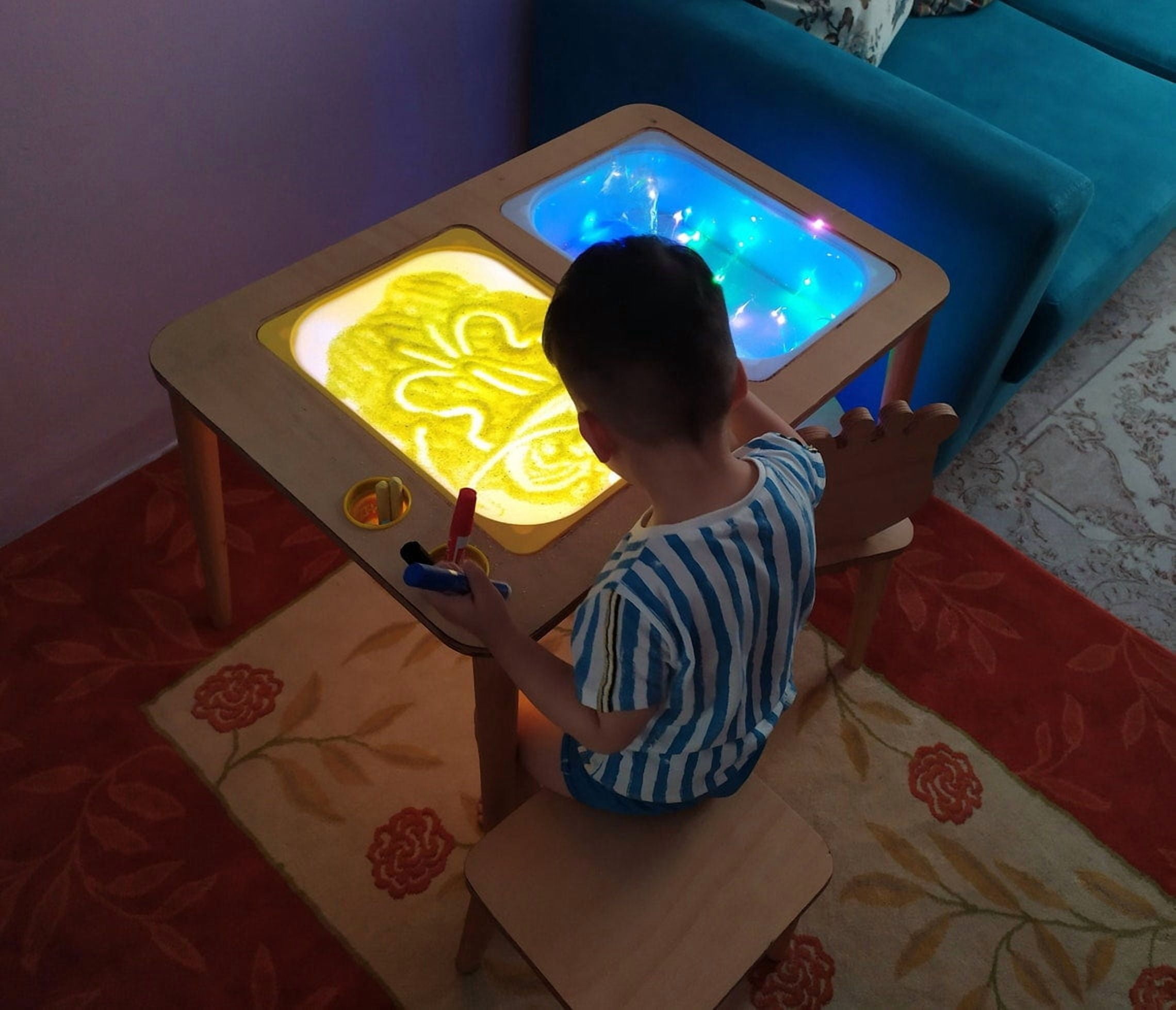 71 Sensory Table + Wooden Chessboard + Wooden Chess Pieces + Chalkboard ...