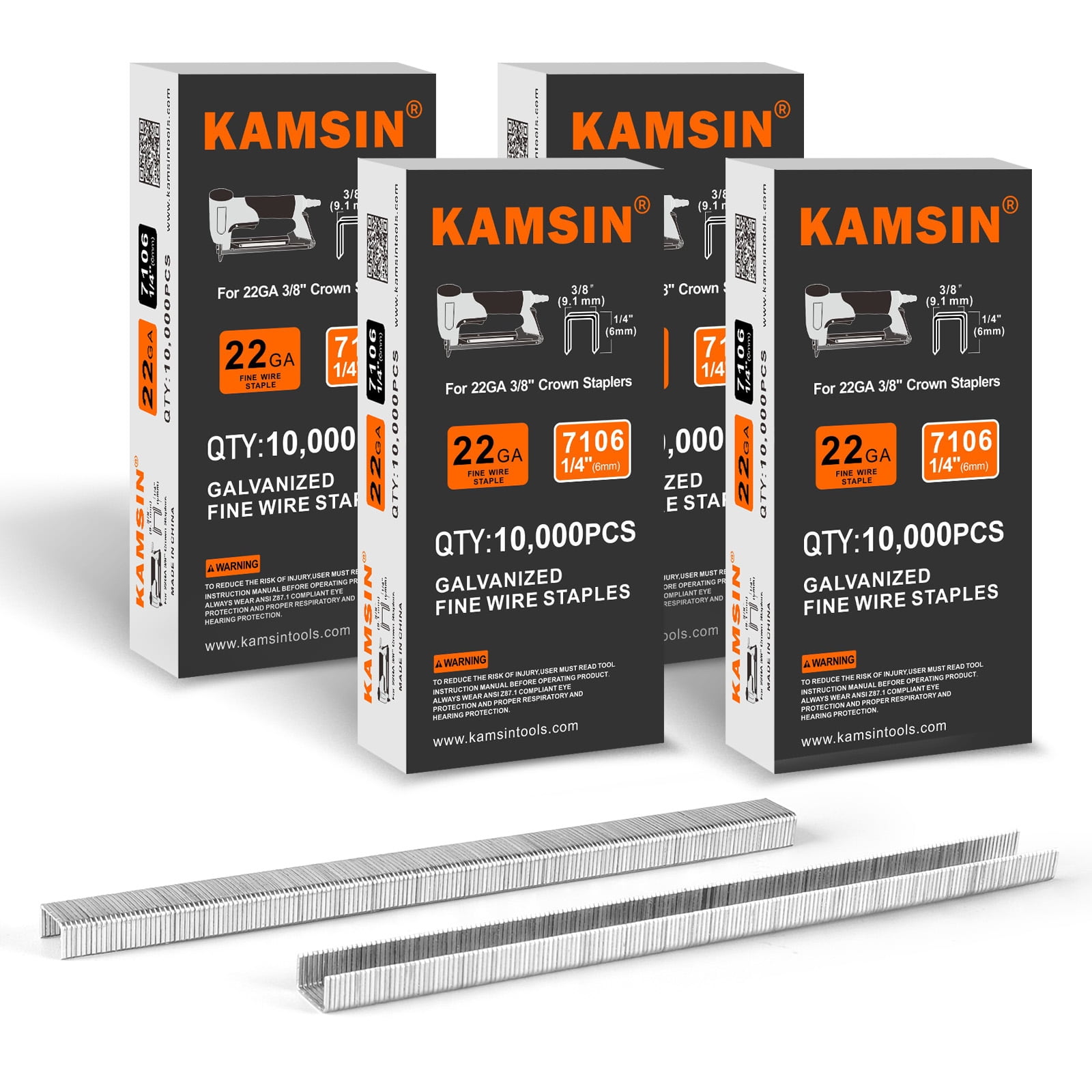 71 Series 22 GA Galvanized Fine Wire Staples 10,000 per Box, 3/8-Inch ...