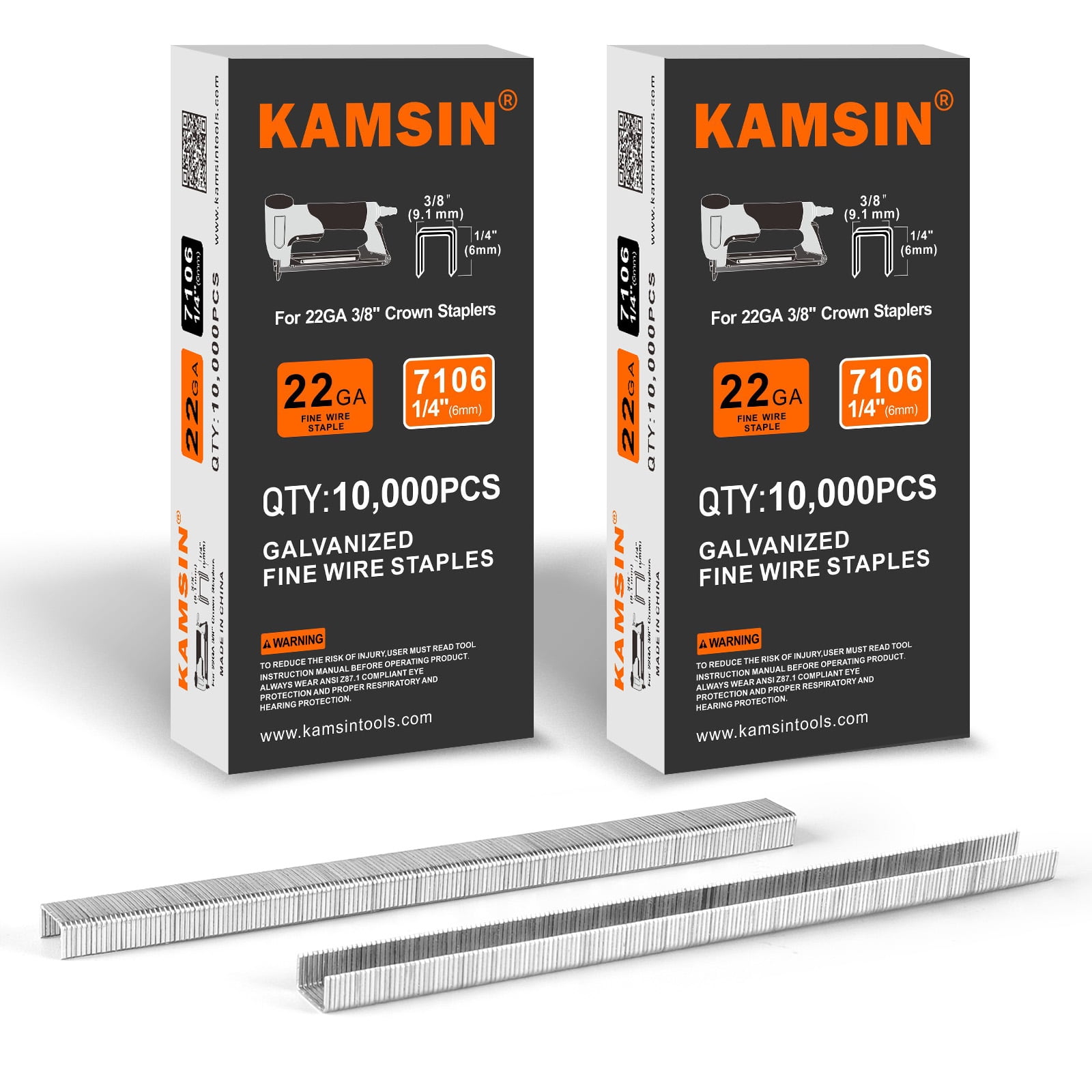 71 Series 22 GA Galvanized Fine Wire Staples 10,000 per Box, 3/8-Inch ...