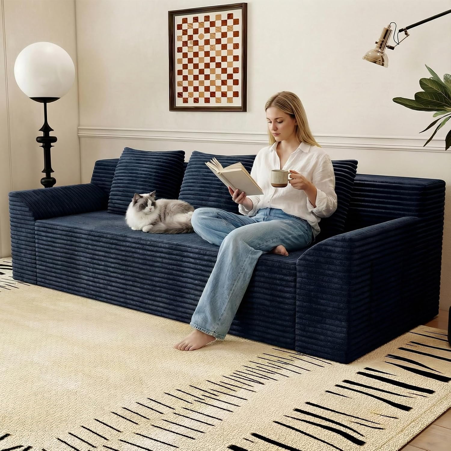 71" Small Couches for Small Spaces, Memory Foam Cloud loveseat Corduroy ...