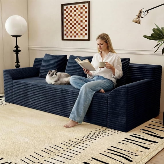 71" Small Couches for Small Spaces, Memory Foam Cloud loveseat Corduroy ...