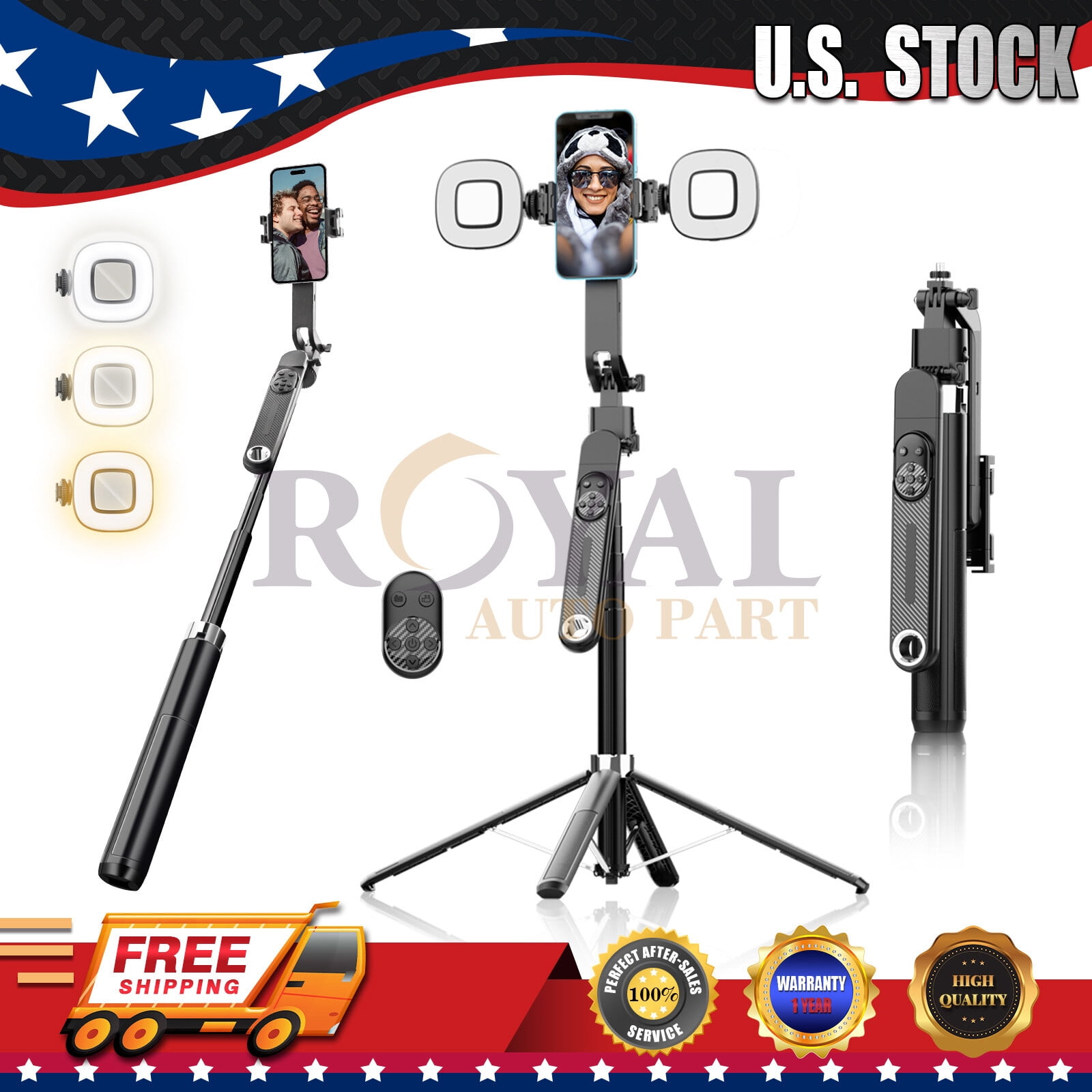 71''Smart Tracking Selfie Stick & Tripod Stand with 360°Rotation 2LED ...