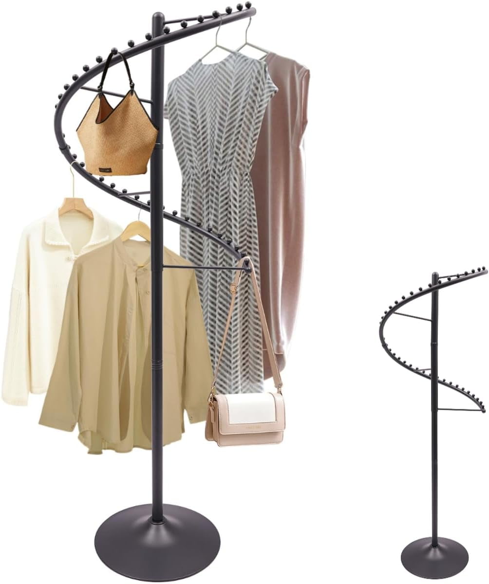 71 in Spiral Rotating Clothing Rack 360° Rotating Freestanding Hanging ...