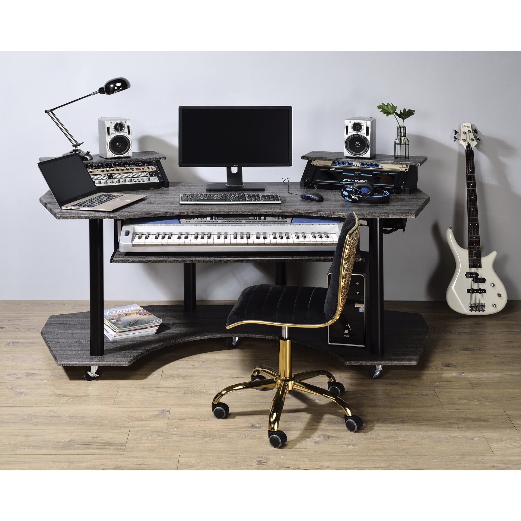 71" Studio Desk with Dedicated Storage - Practical for Music Creation ...