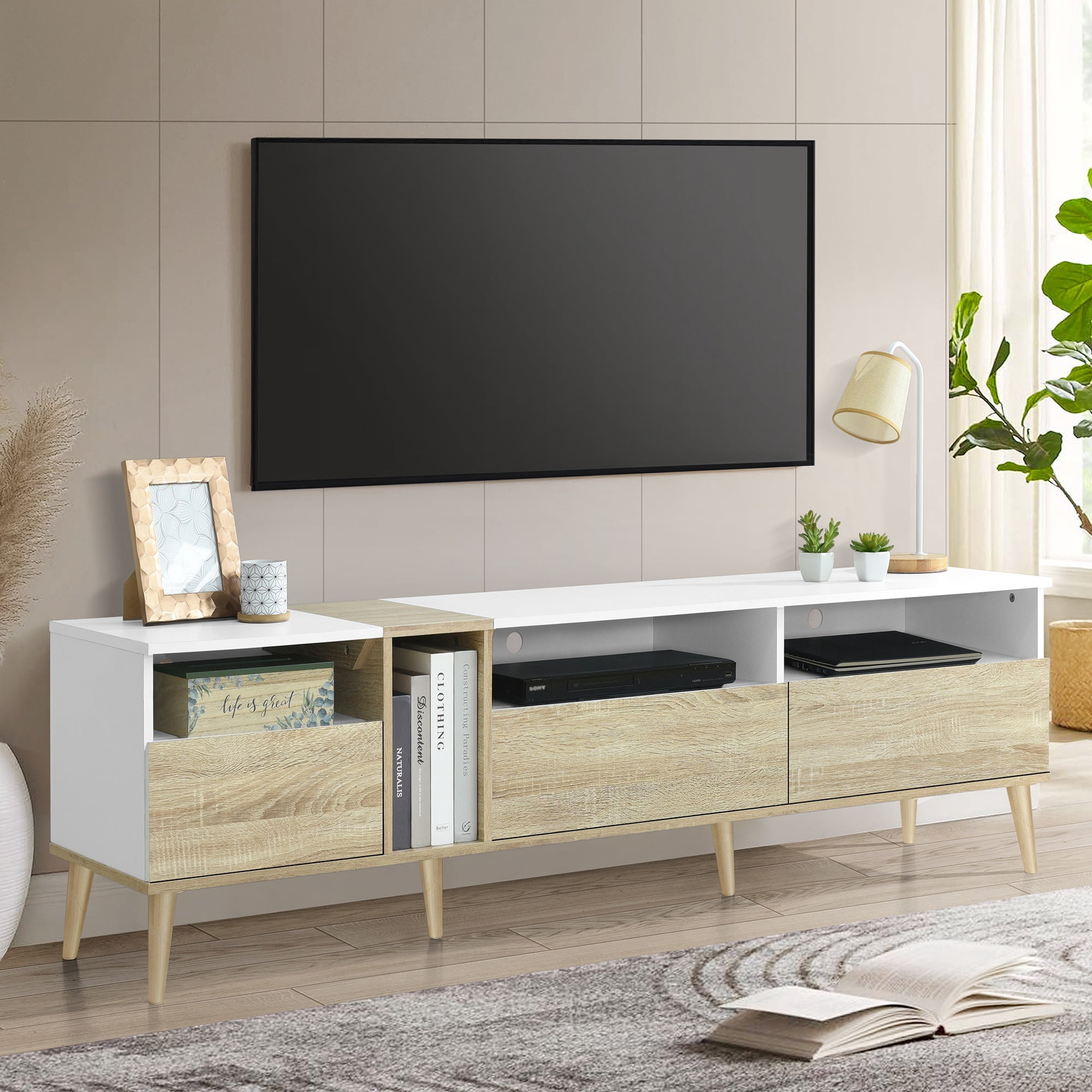 71'' TV Stand, TV Stand for TVs up to 70'', Modern TV with 3 Drawers ...
