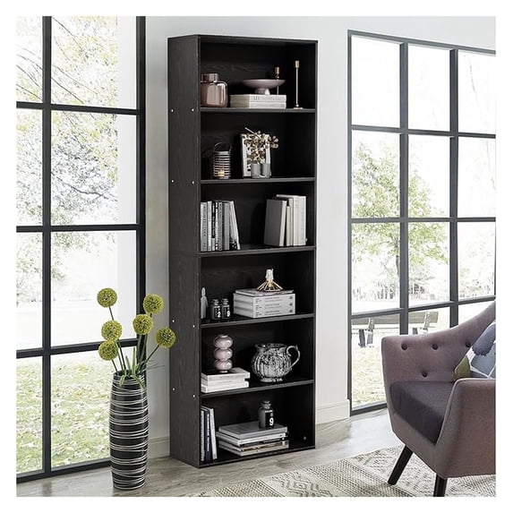 71" Tall 6-Tier Bookshelf, Large Open Display Bookcase with Ample ...