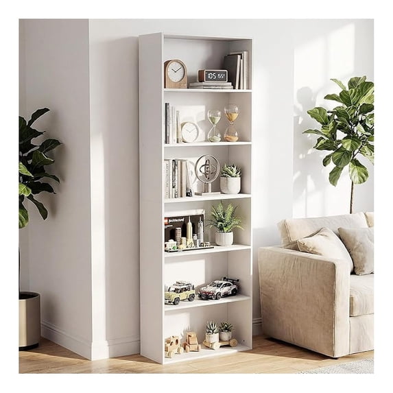 71" Tall 6-Tier Bookshelf, Large Open Display Bookcase with Ample ...