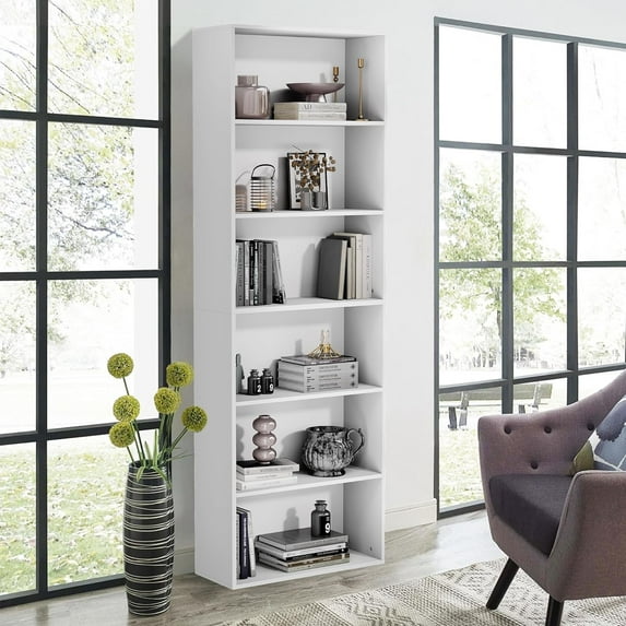 71" Tall 6-Tier Bookshelf, Large Open Display Bookcase with Ample ...