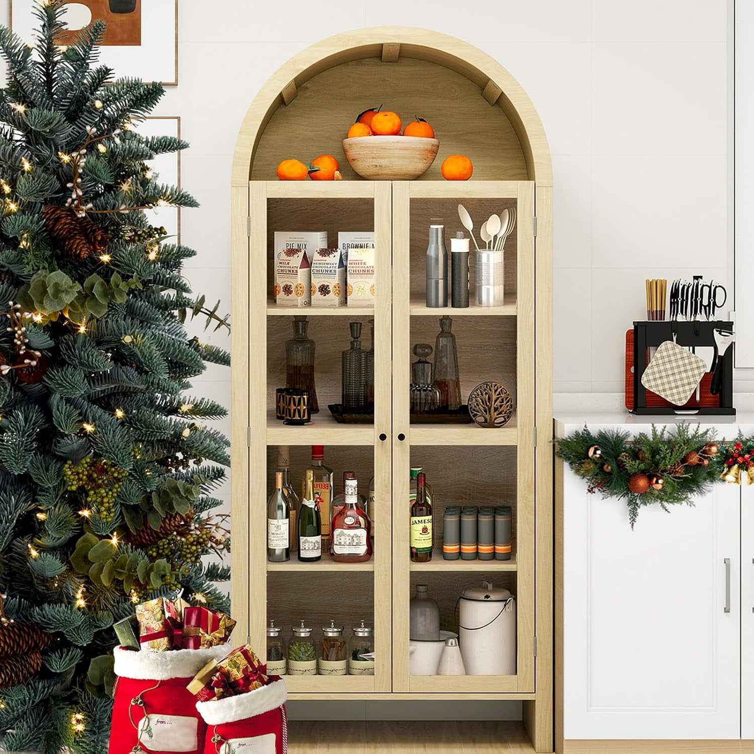 71''Tall Arched Kitchen Pantry Cabinet with Doors and Adjustable ...