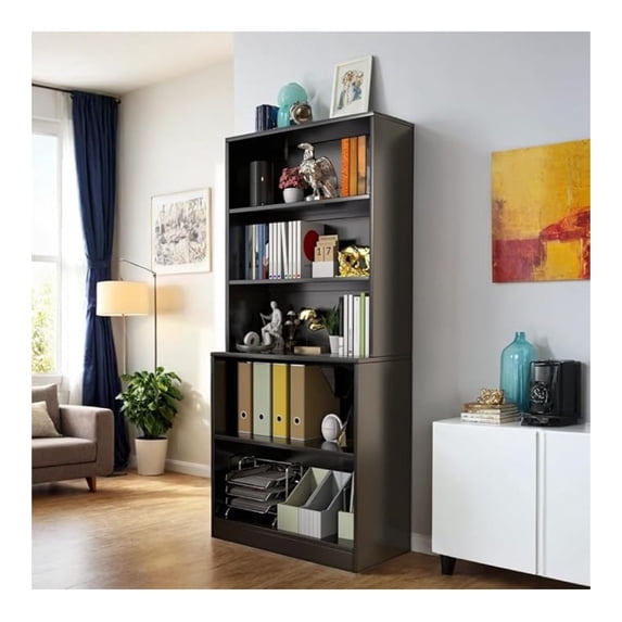71" Tall Book Shelf, 5 Tier Large Bookshelf, Standing Wood Display ...
