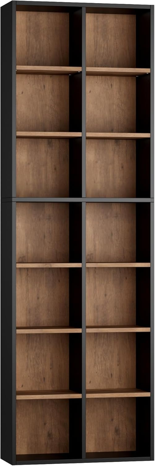 71'' Tall Bookshelf, Double Wide Media Tower Rack CD DVD Rack Display ...