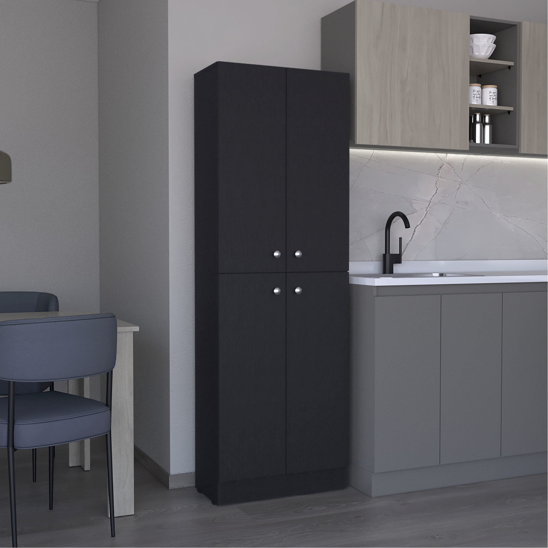 71" Tall Cabinet - Concealed Storage in Double Doors - Kitchen Use ...