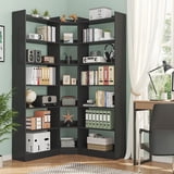 71" Tall Corner Bookcase, Modern L-Shape Bookshelf with 18 Cube, Triple ...