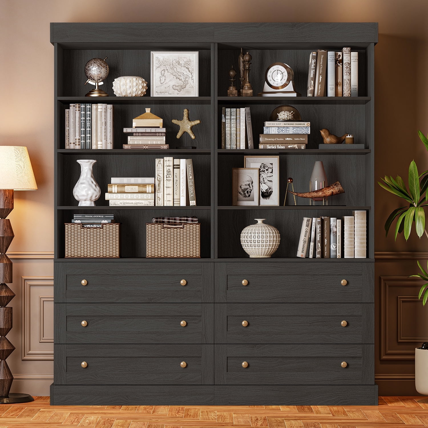 71" Tall Farmhouse Pantry Cabinet,Large Storage Cabinet with Adjustable ...