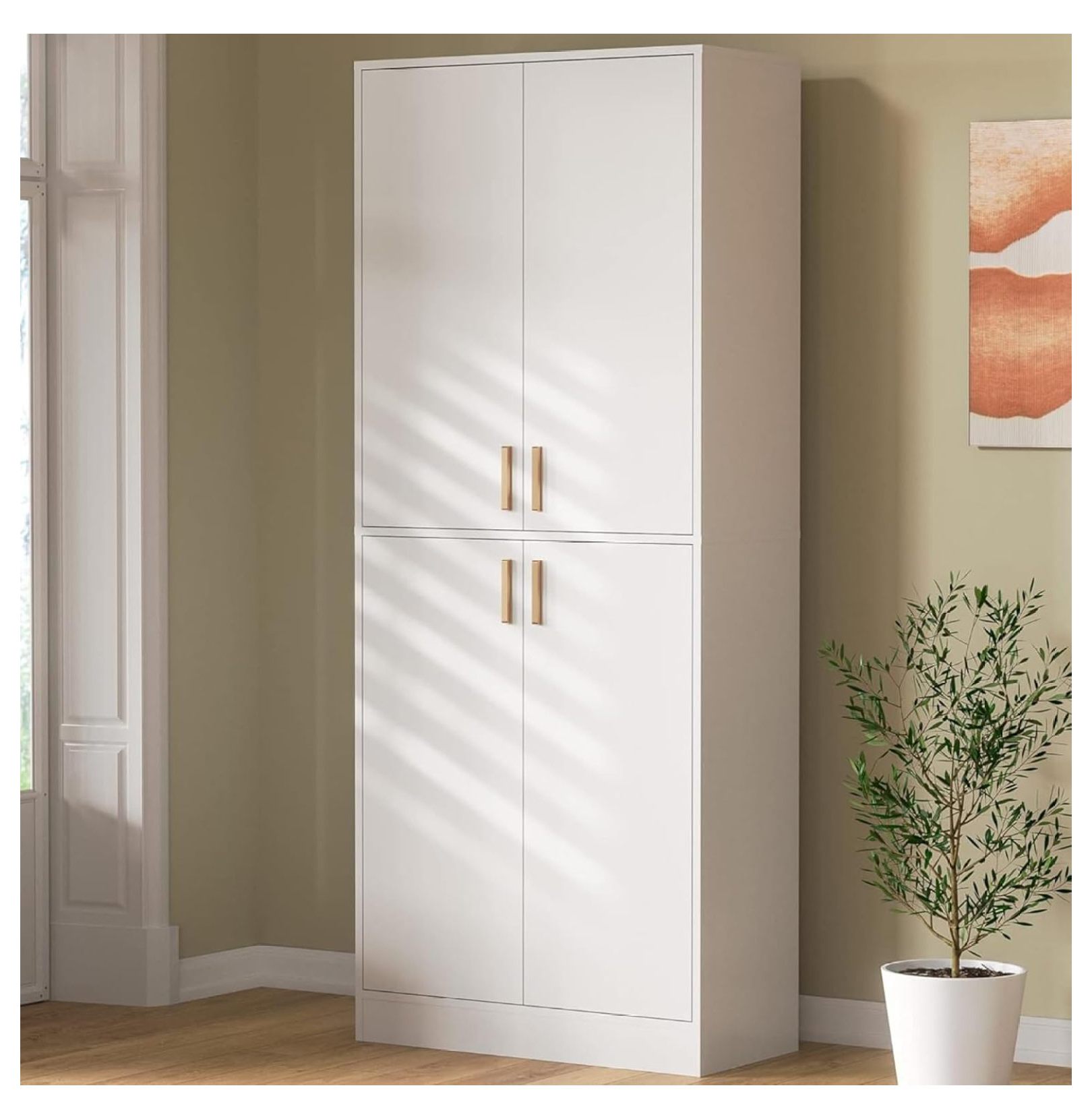 71" Tall Kitchen Pantry Storage Cabinet, Freestanding Cupboard Cabinet ...