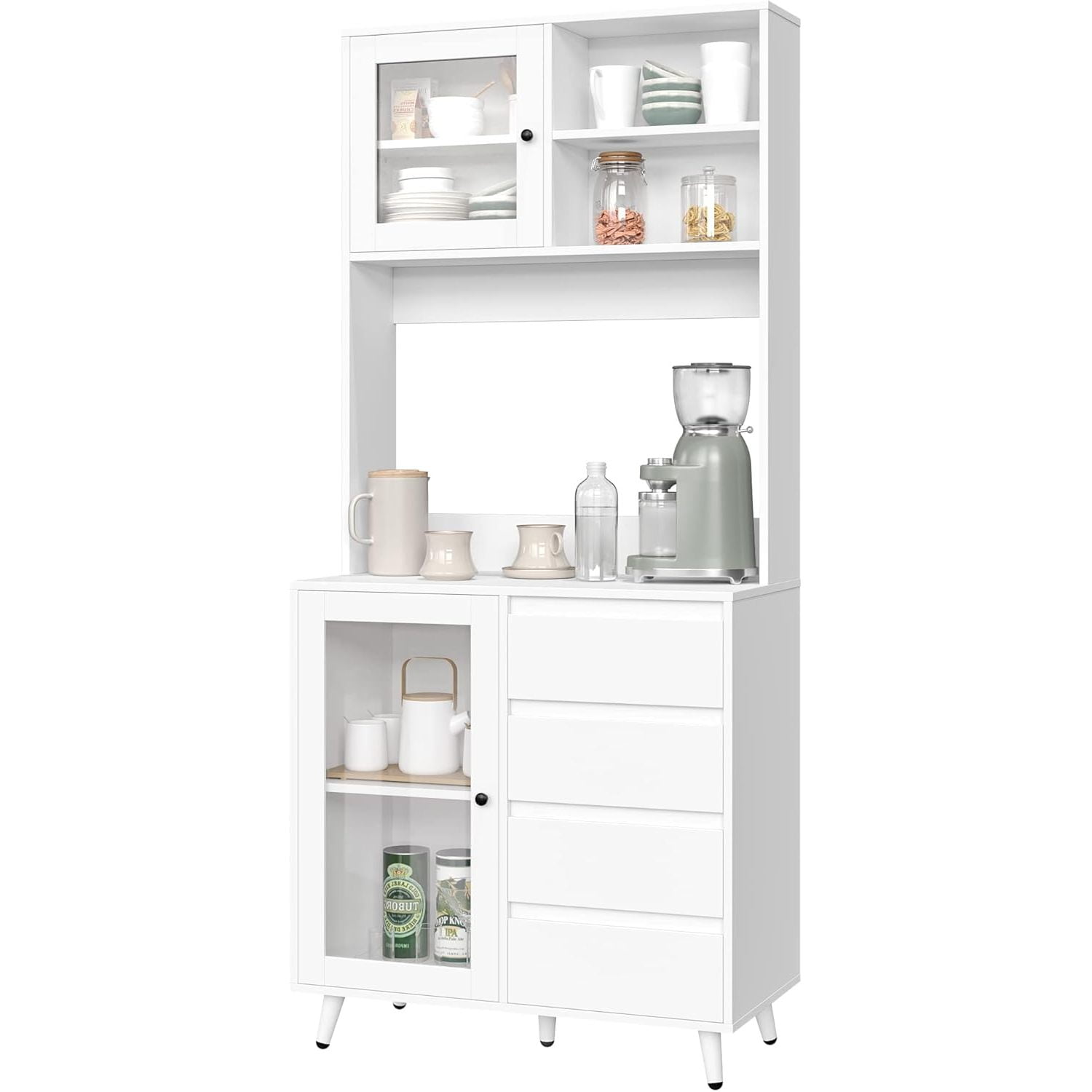 71'' Tall Kitchen Pantry Storage Cabinet with Large Countertop, Kitchen ...