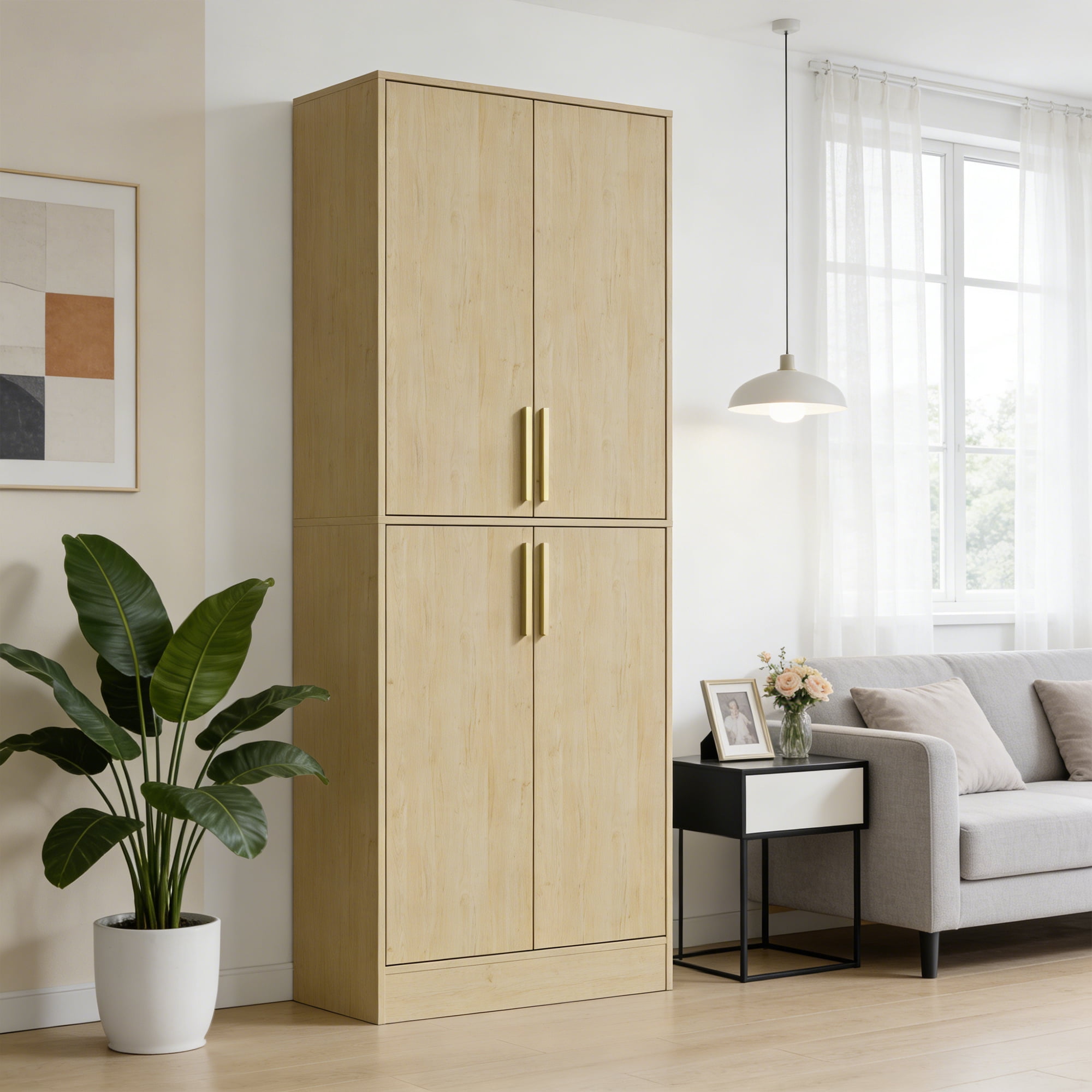 71" Tall Kitchen Pantry Storage Cabinet, Pantry Cabinet with 4 Doors ...