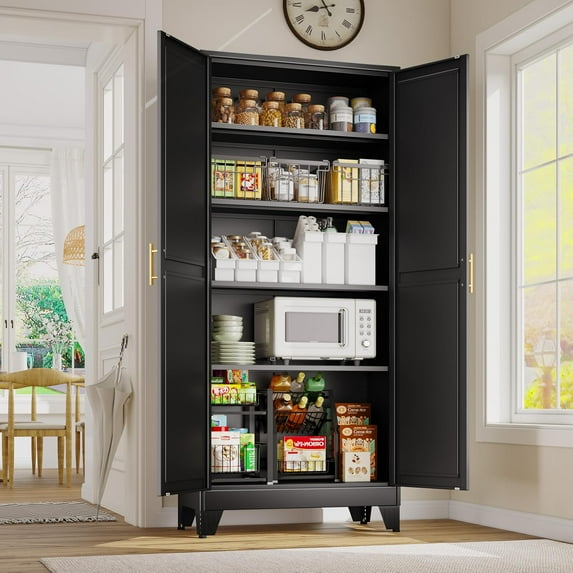 71" Tall Metal Storage Cabinet with 2 Doors and 4 Adjustable Shelves ...