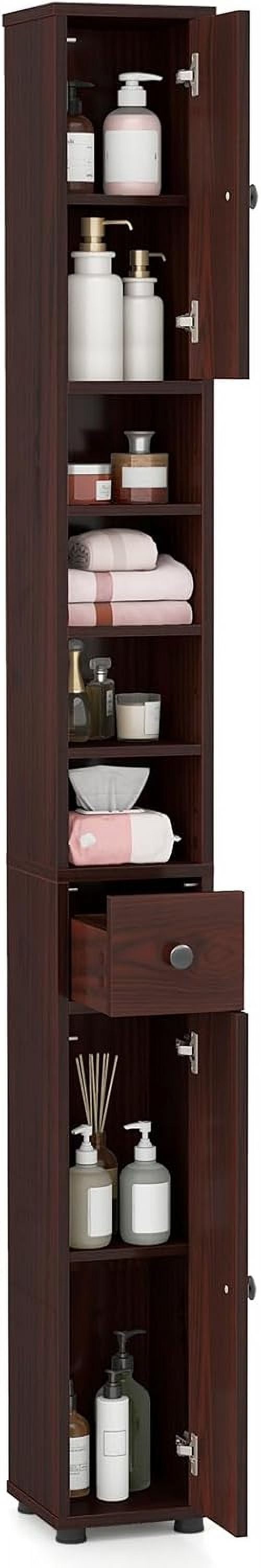 71”Tall Narrow Storage Cabinet, Skinny Bathroom Storage with 1 Drawer ...