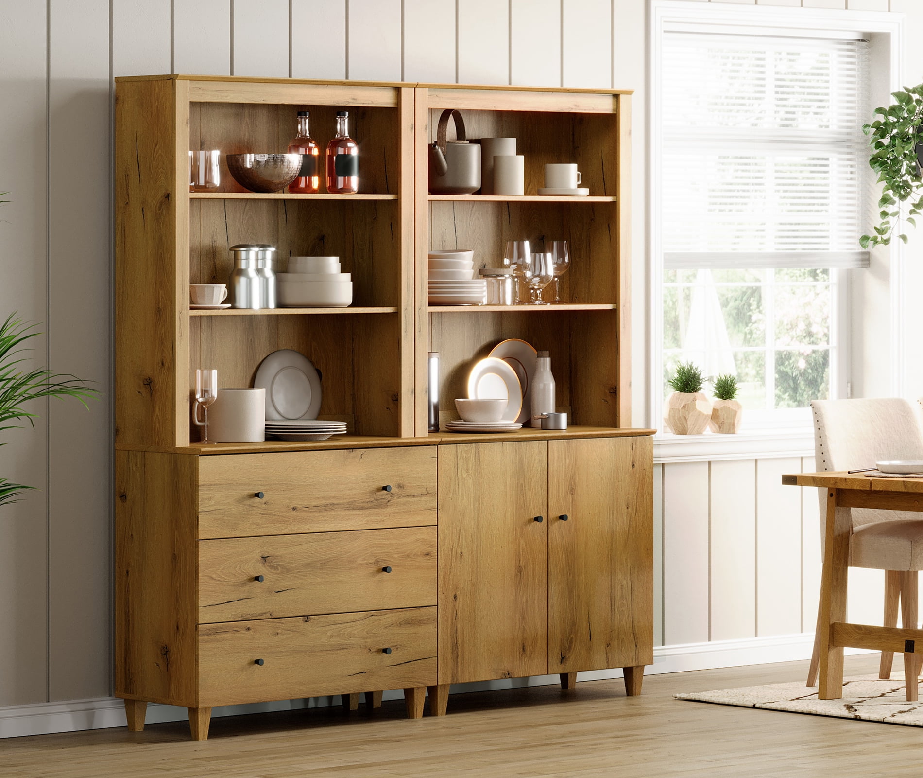 71" Tall Pantry Cabinet Set of 2, Kitchen Storage Pantries with ...