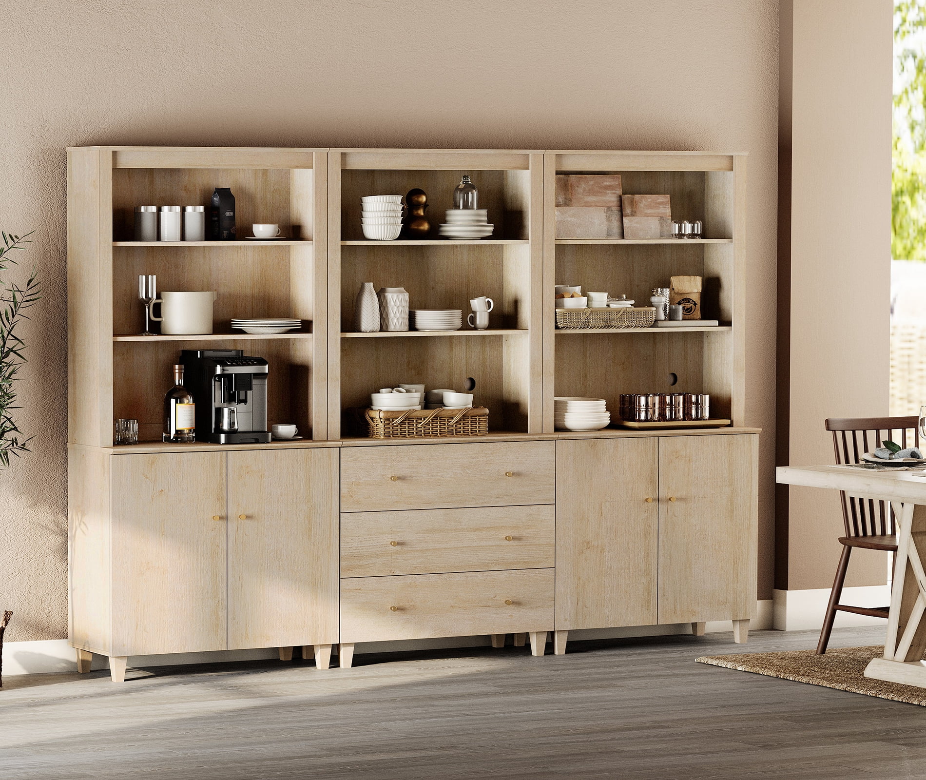 71" Tall Pantry Cabinet Set of 3, Kitchen Storage Pantries with 2 ...