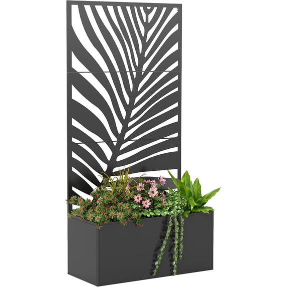 71" Tall Raised Garden Bed with Trellis Privacy Screen for Climbing ...