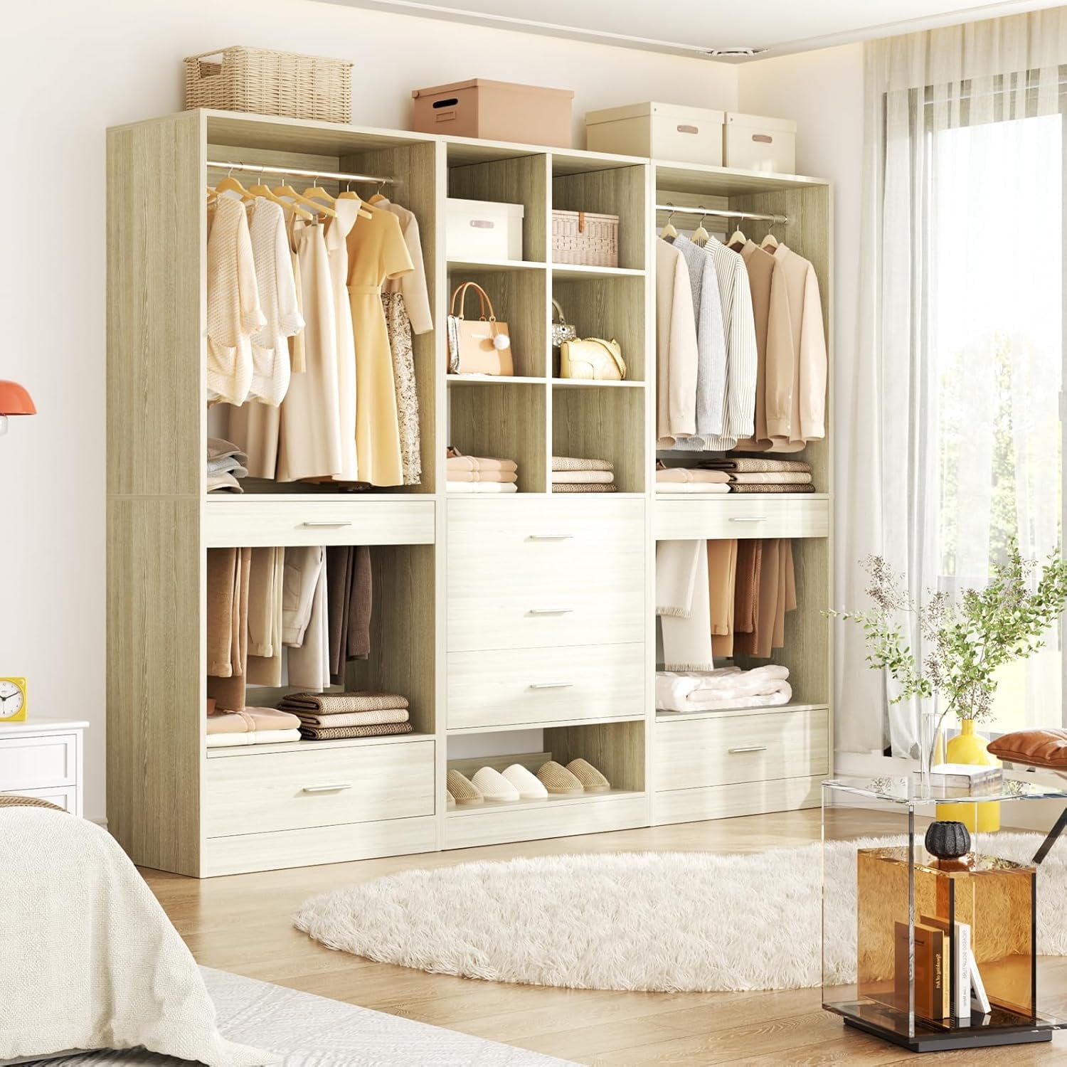71'' Walk-in Closet System with 5 Drawers, Homieasy Freestanding ...