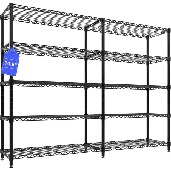 71"Wide Storage Shelves Metal Shelving Units 5 Tier, Wire Shelving Rack ...