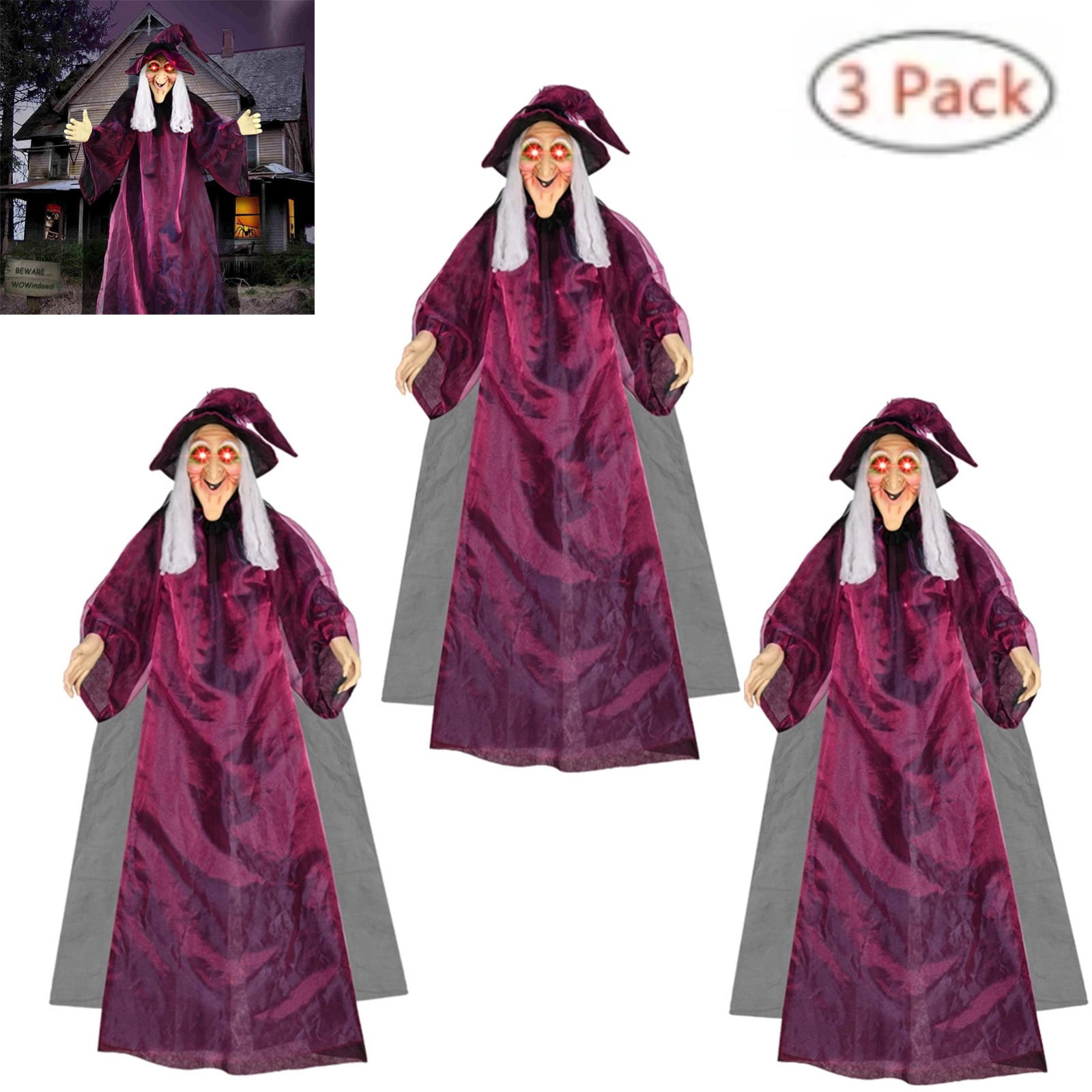 71" Witch Halloween Decorations Outdoor Animated Talking Flying ...