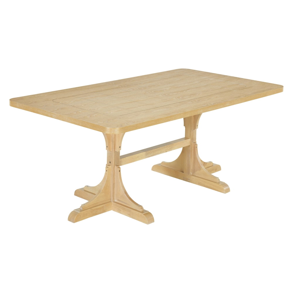 71" Wood Rectangular Dining Table with Solid Rubber Wood Legs, 250Lbs ...