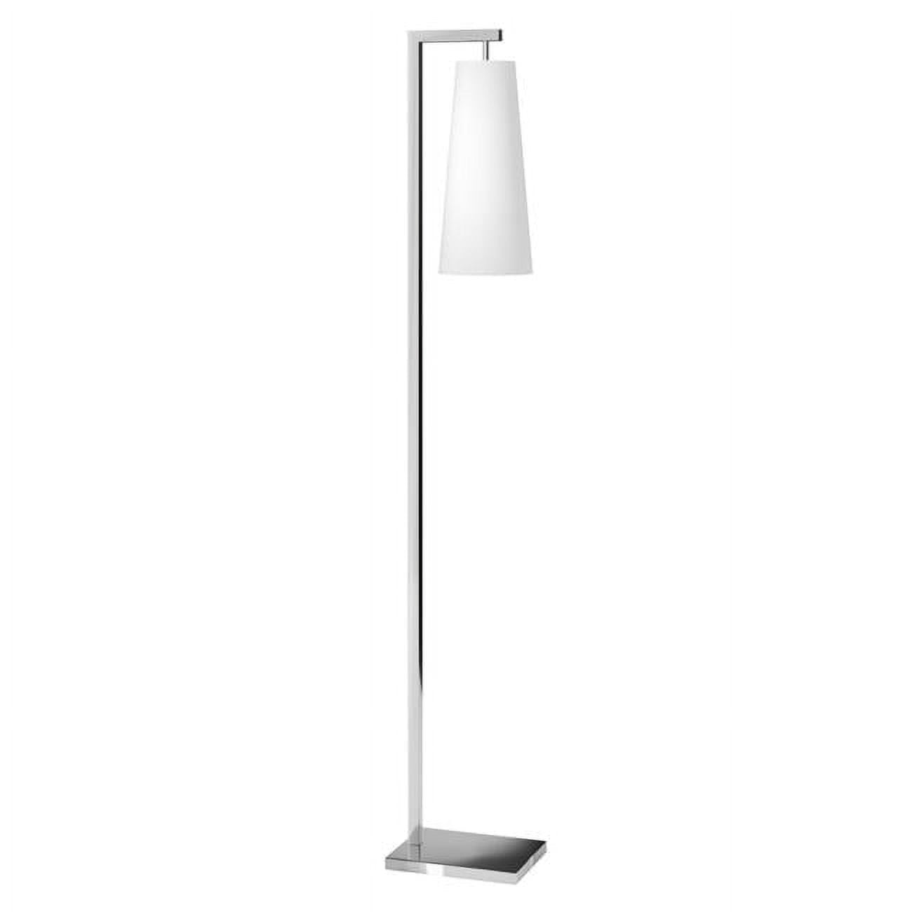 71 in. Nickel Reading Floor Lamp with White Frosted Glass Cone Shade ...