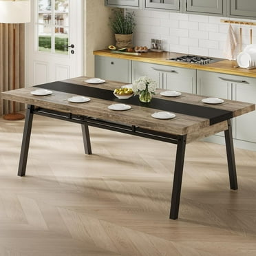 Dextrus 70" Dining Table for 4-8 People, Industrial Rectangular Wood ...