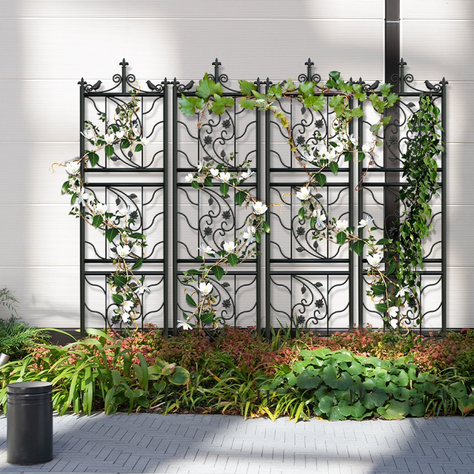 71 inch Garden Trellis Decorative Outdoor Tall Metal Fence Black ...