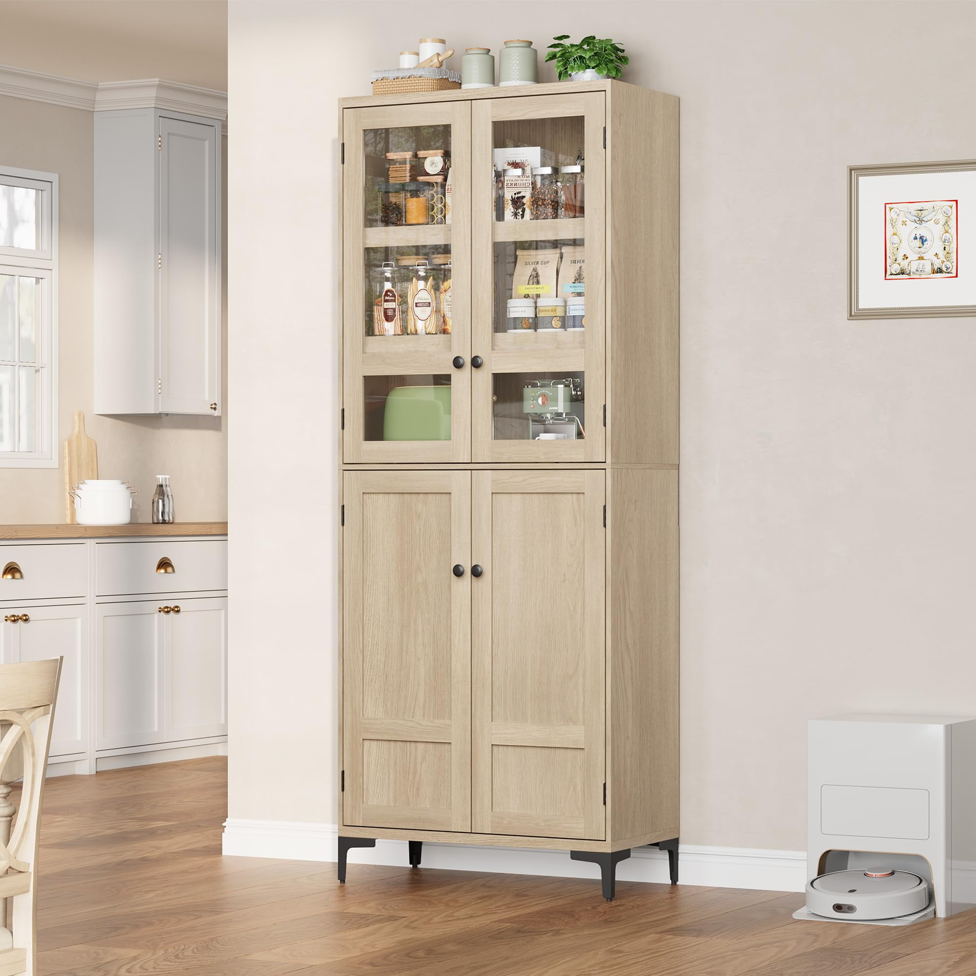 71 inch Tall Storage Cabinet, Kitchen Pantry 5 Tier Bathroom Cabinet ...