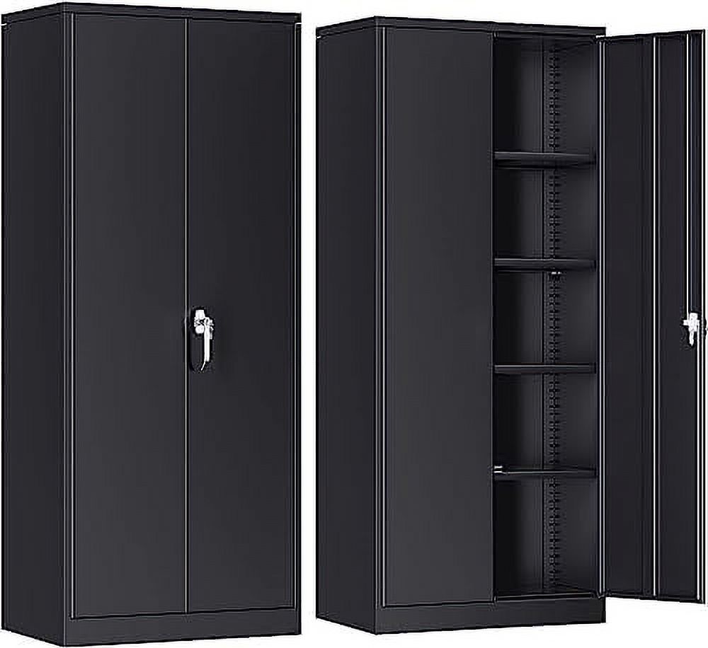 71\u201C Metal Storage Cabinet with 2 Door and 4 Adjustable Shelves ...